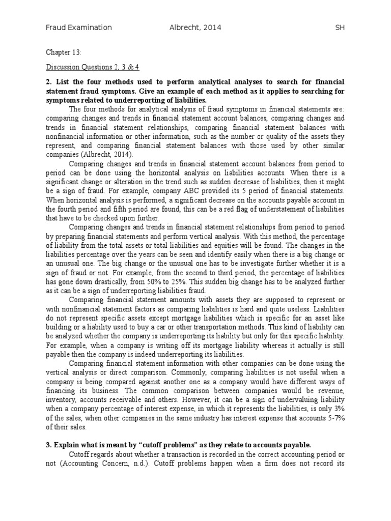 Forensic Accounting and Fraud Investigation CH 13 Question | PDF ...