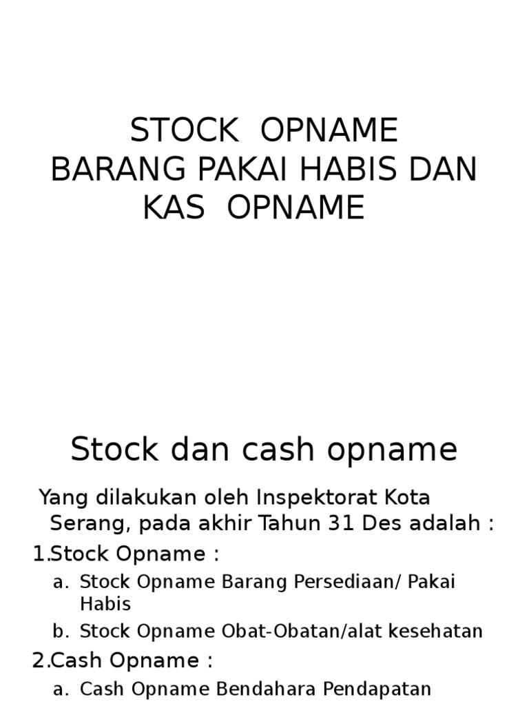 Materi Cash Dan Stock Opname | PDF | Pengelolaan Keuangan & Uang | Ilmu ...