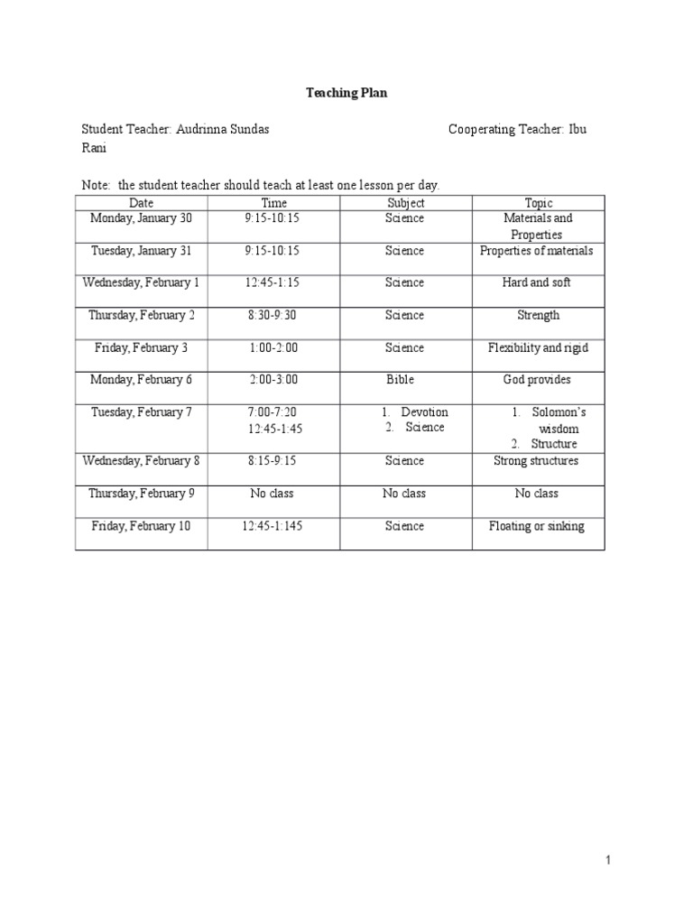 Teaching Plan | PDF