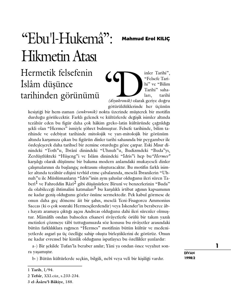 Ebul Hukema Hermes-Hz. İdris PDF | PDF