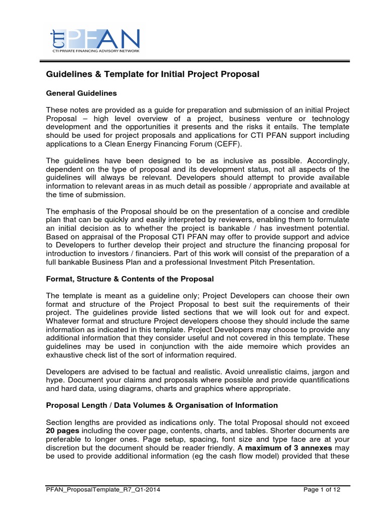 PFAN Proposal Guidelines&Template | PDF | Investing | Debt