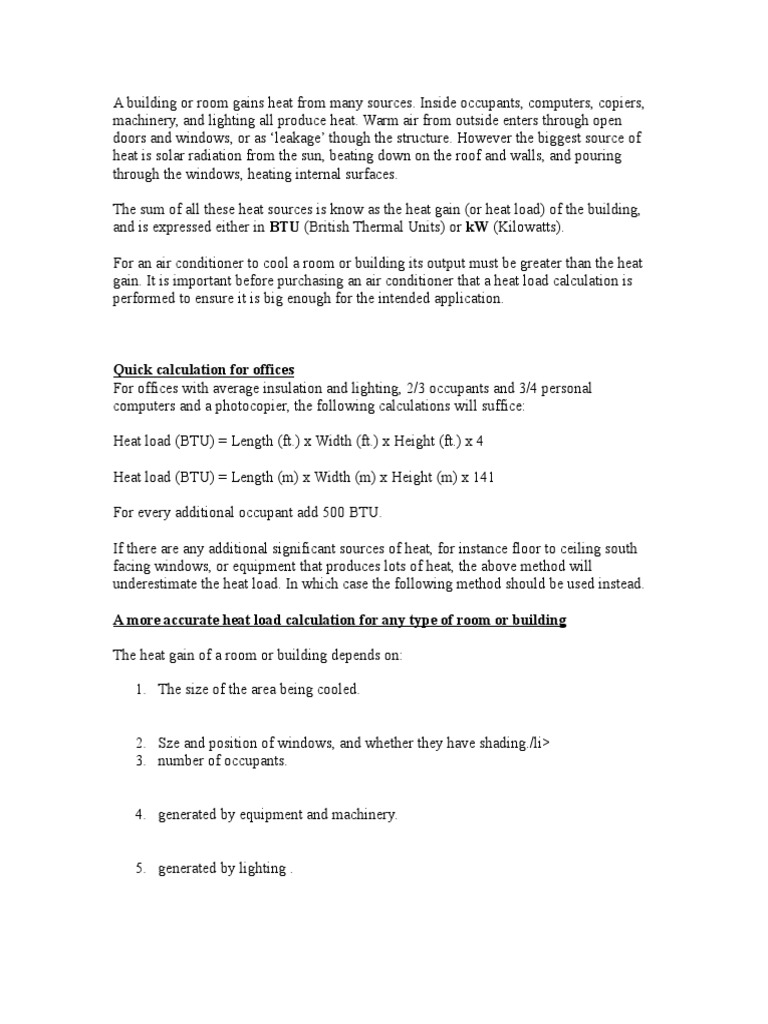 Accurate Heat Load Calculation Guide | PDF | Air Conditioning | Hvac