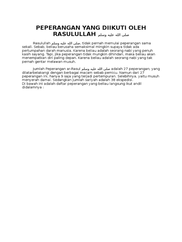 Peperangan yang Diikuti Rasulullah | PDF