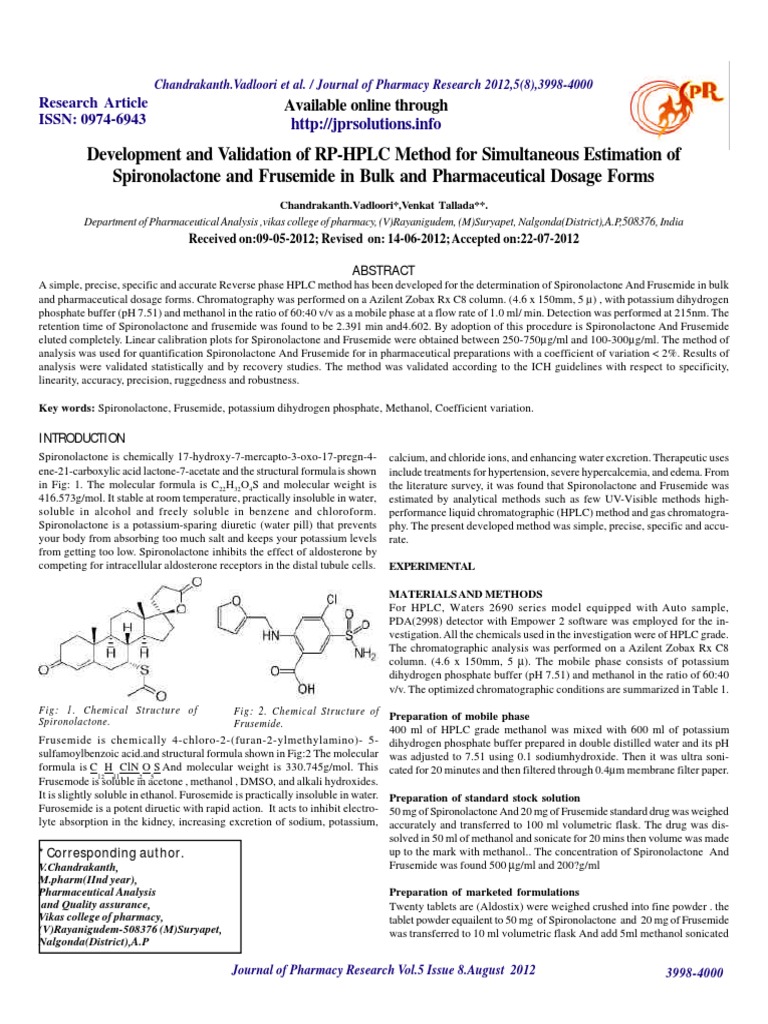Development and Validation of RP-HPLC Method For Simultaneous ...