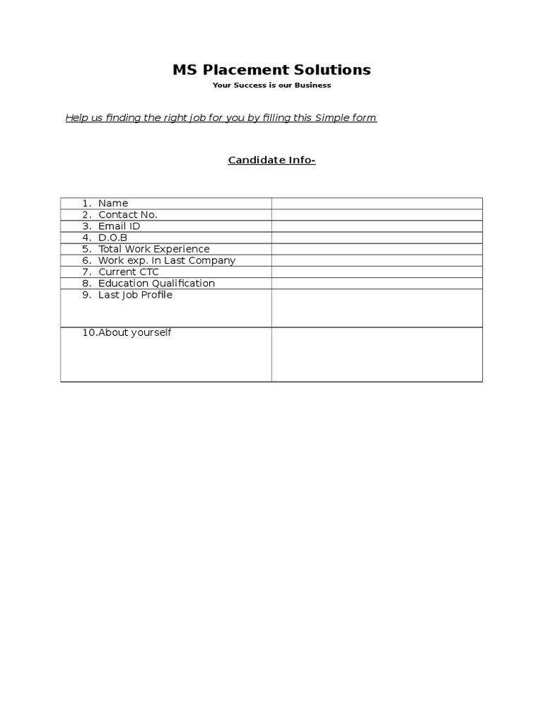 Msps Candidate Info Form | PDF | Finance & Money Management