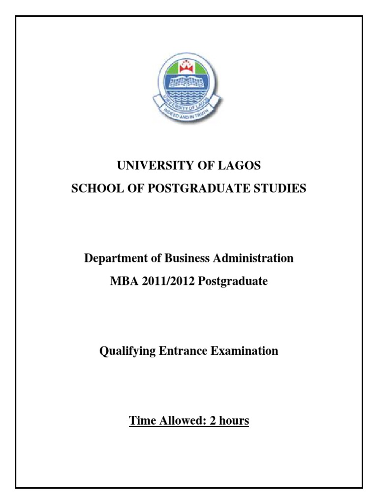 Unilag MBA Past Question and Answers | PDF | Economies | Business