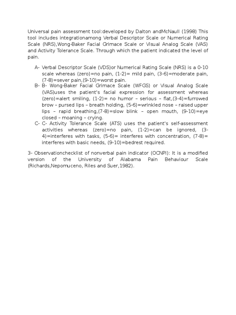 Universal Pain Assessment Tool | PDF