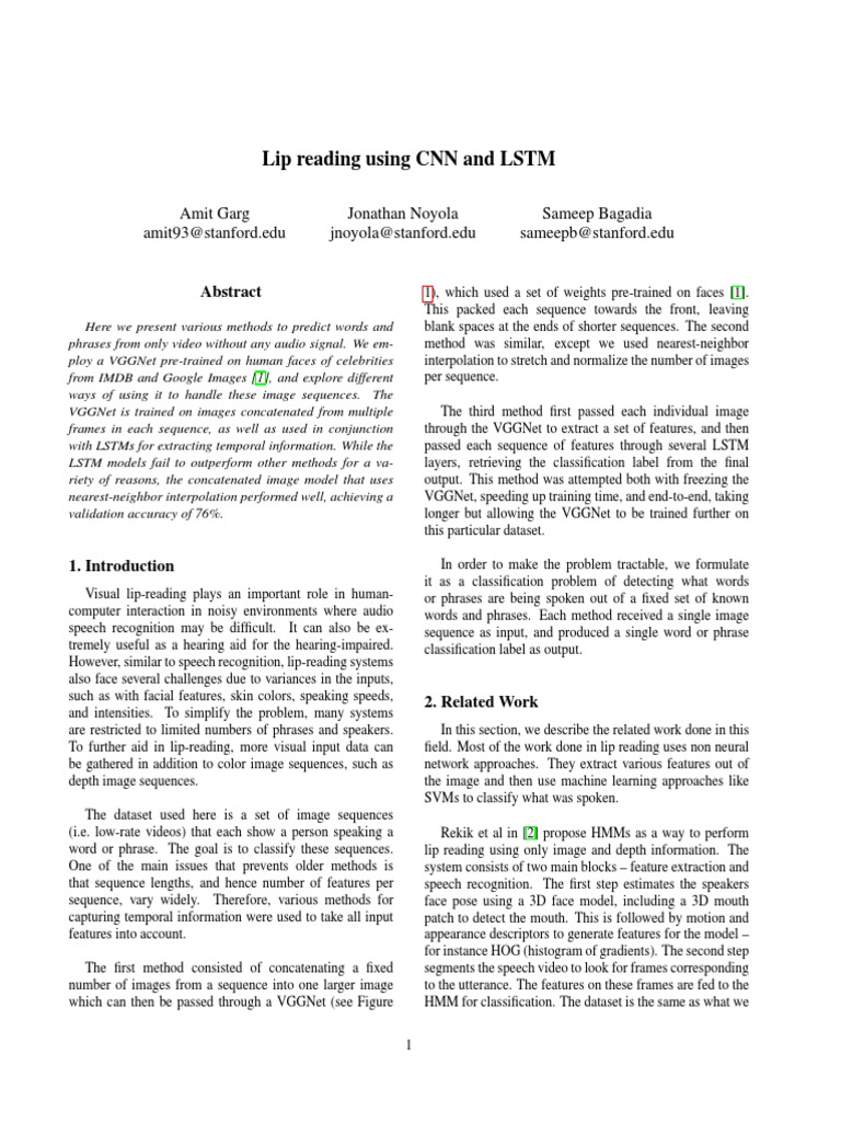 Lip Reading Using CNN and LTSM | PDF | Speech Recognition | Support Vector Machine
