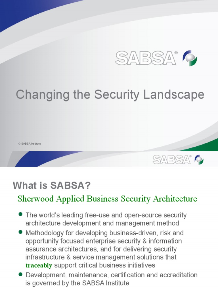 SABSA Security Architecture Overview | PDF | Risk | Strategic Management