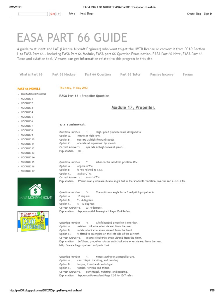 Easa Part 66 Guide Easa Part 66 Propeller Question Pdf Thrust