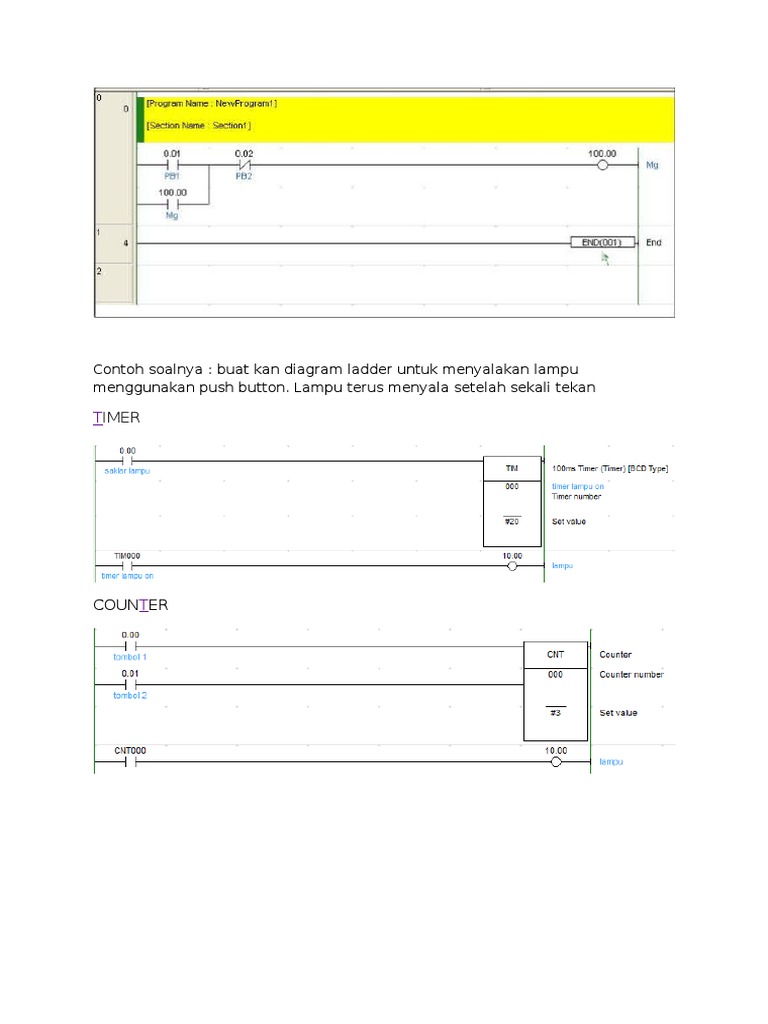Contoh Ladder Diagram untuk Lampu PLC | PDF