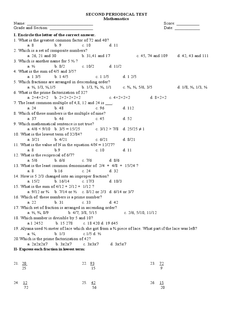 Analysis of a Mathematics Test: Finding Patterns in Questions and ...