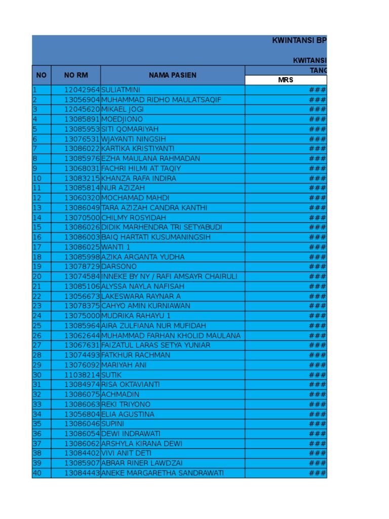 Rekap Kwitansi Bpjs Veri 2016 September | PDF