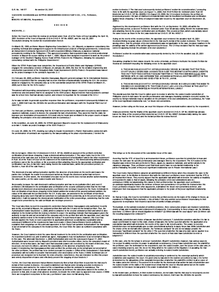 G.R. No. 149177 November 23, 2007 Kazuhiro Hasegawa and Nippon ...