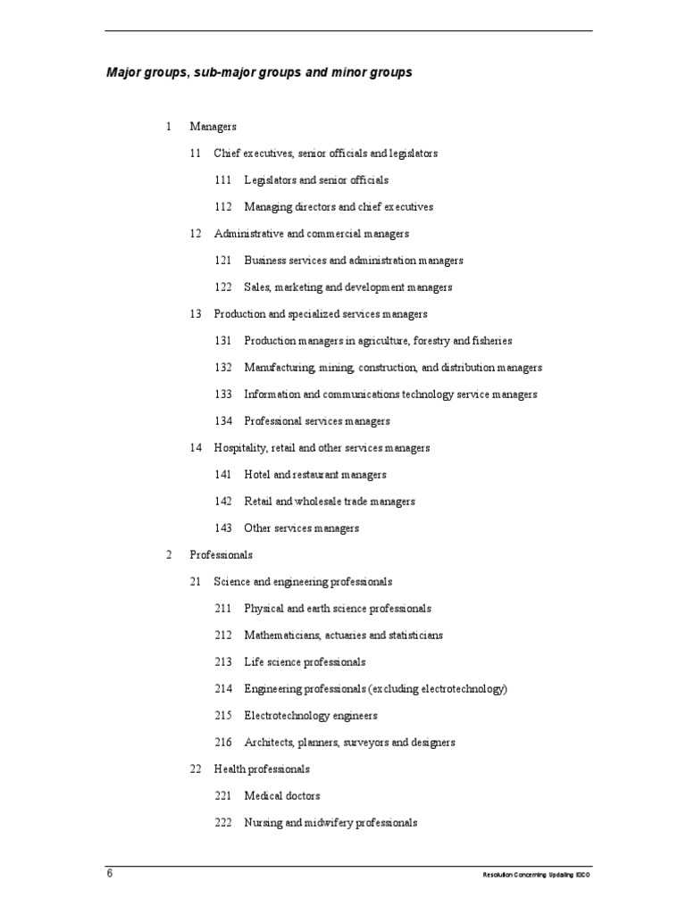 ISCO 08 Groups and Minor Groups | PDF | Farmer | Agriculture