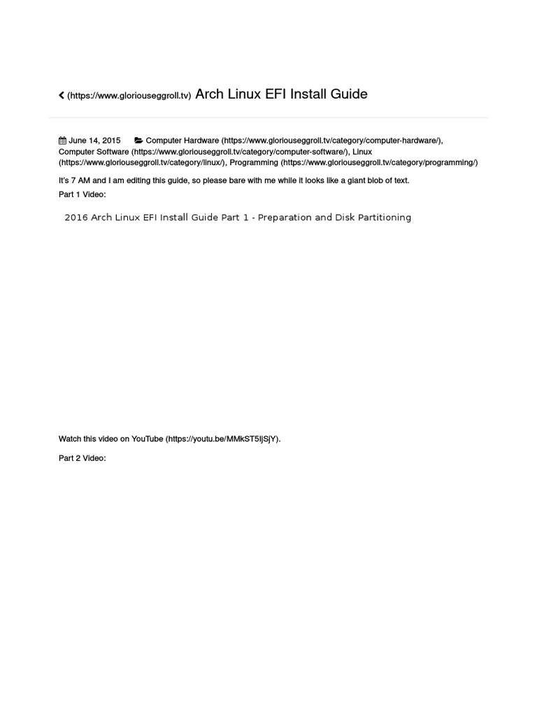 Install Arch Linux Uefi (Without Grub Menu) | Download Free PDF ...
