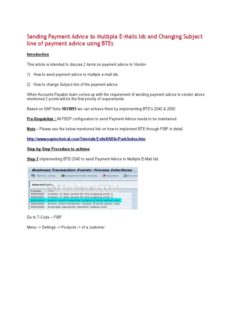 Sending Payment Advice to Multiple E-Mails Ids and Changing Subject ...
