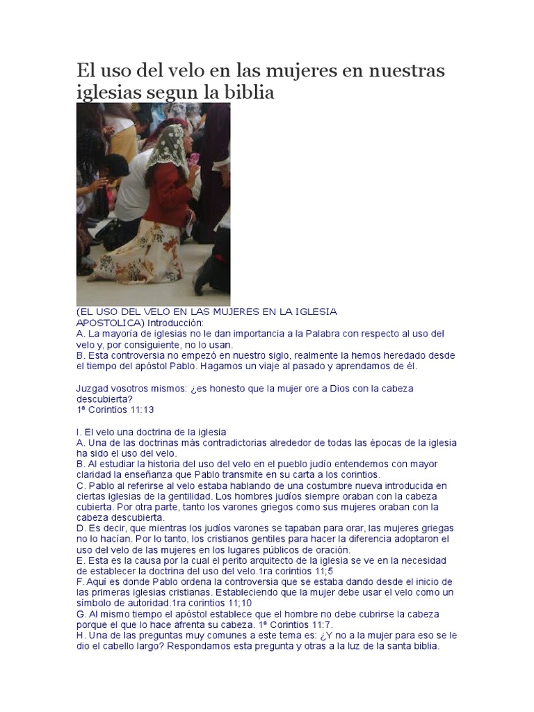 El Uso Del Velo En Las Mujeres En Nuestras Iglesias Segun La Biblia