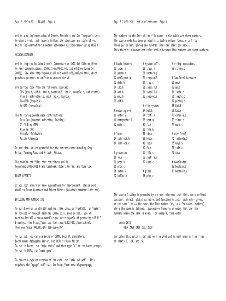xv6 Source Code | Download Free PDF | Unix | Areas Of Computer Science