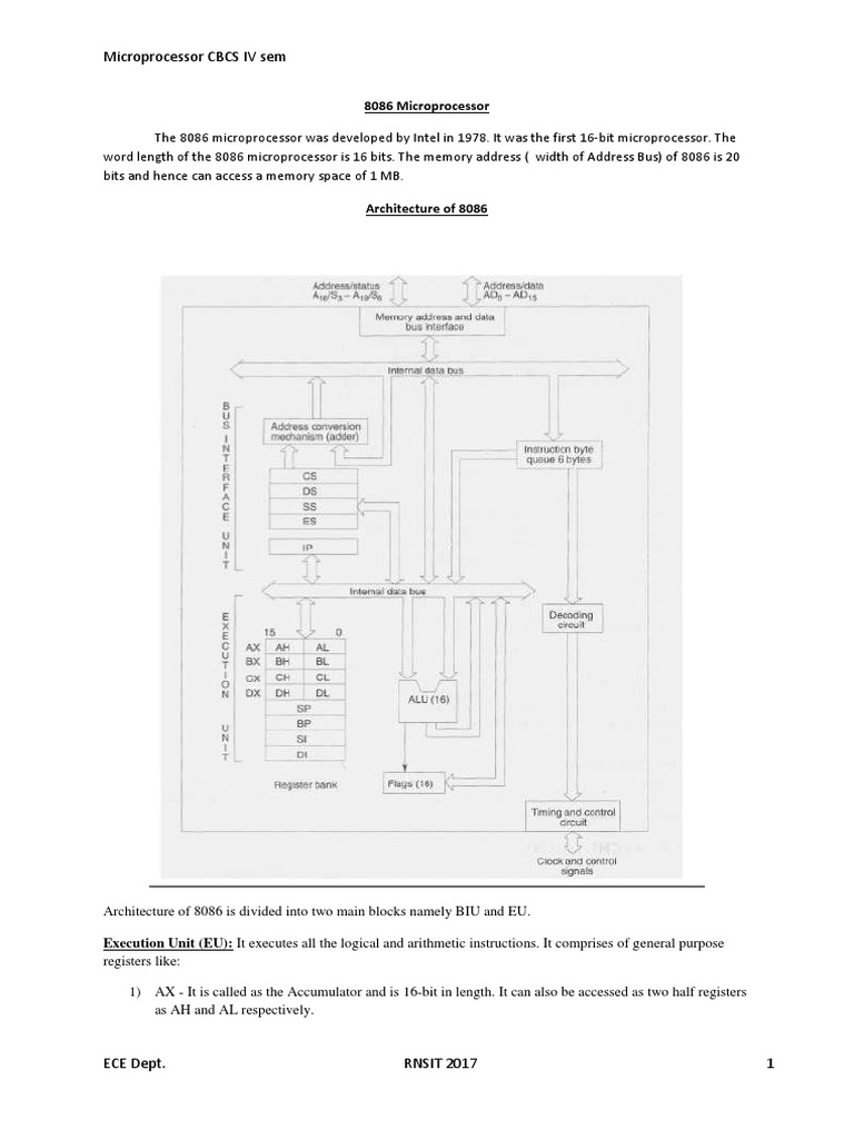 Microprocessors 8086 (Notes) | Download Free PDF | Instruction Set ...