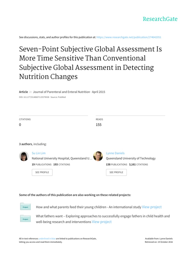7 Point SGA JPEN Apr 15 Online First | Download Free PDF | Dietitian ...