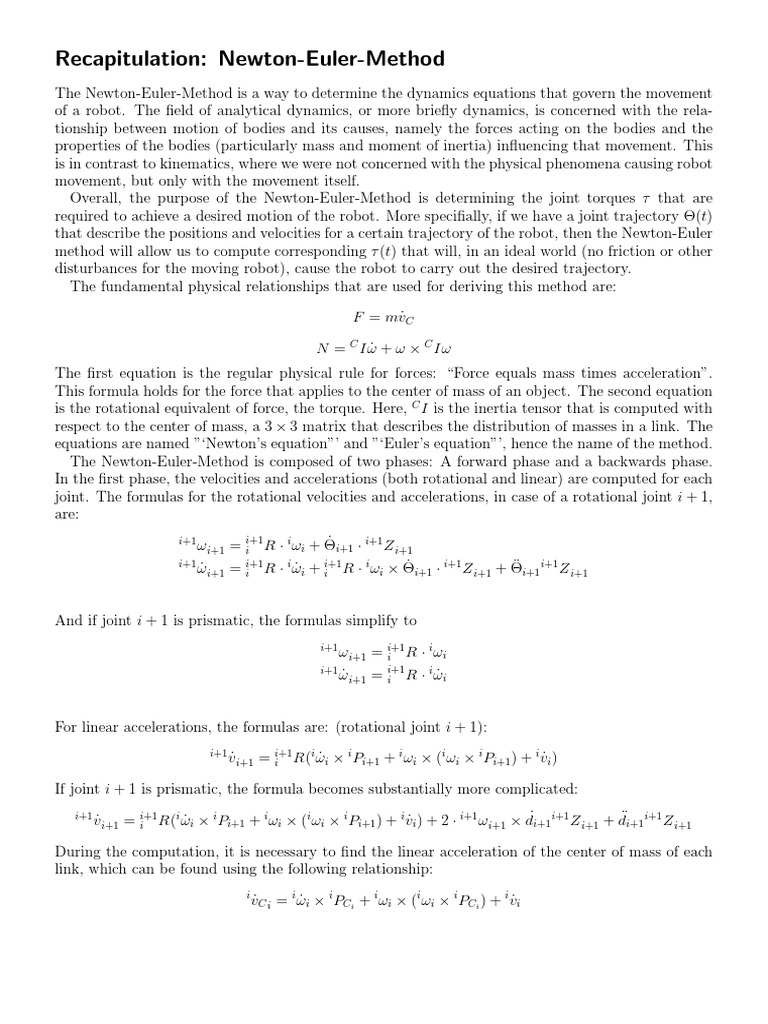 Newton-Euler Lagrange For Robotics | PDF | Lagrangian Mechanics | Force