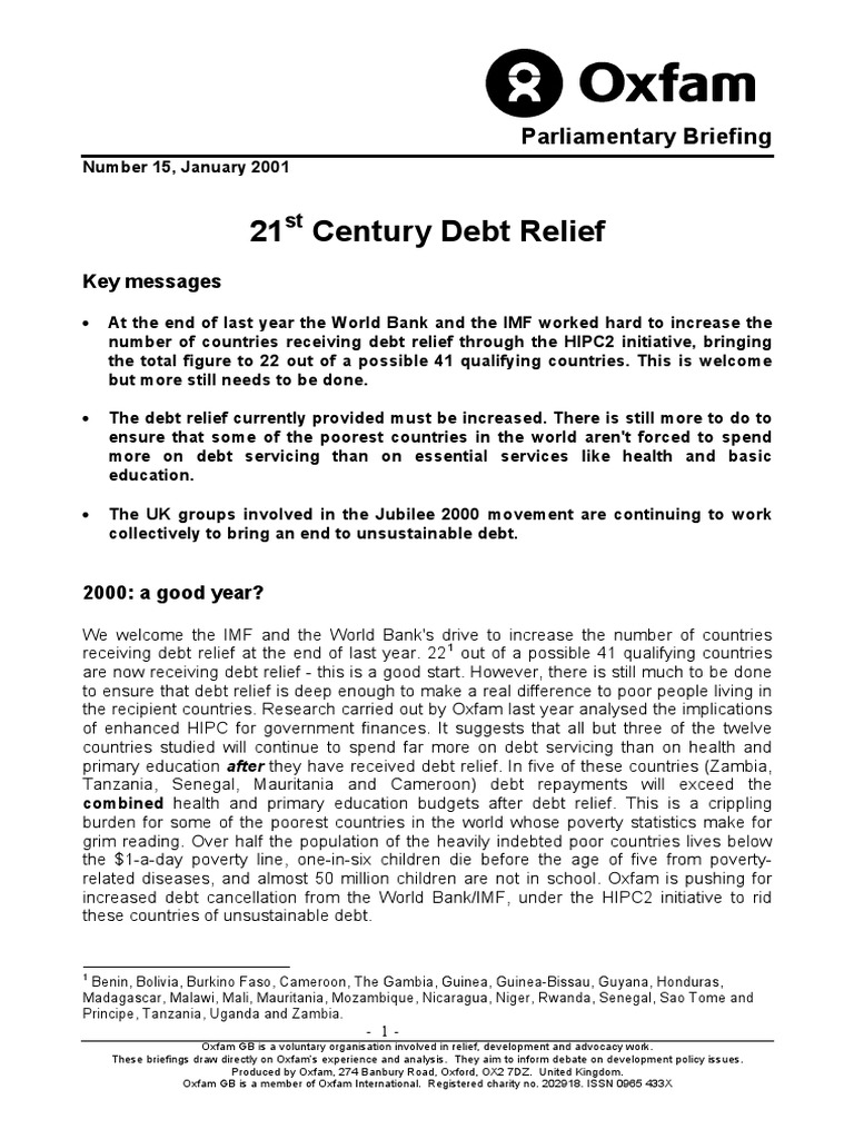 21st Century Debt Relief | PDF | Heavily Indebted Poor Countries | Debt ...