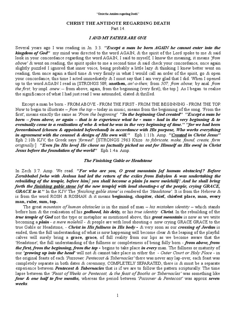 Part 14. I and My Father Are One. | PDF | Religious Belief And Doctrine ...