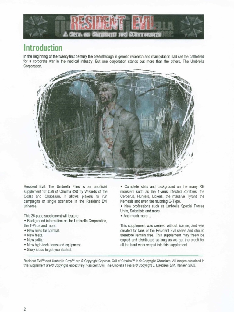 The Resident Evil RPG Book PDF | PDF