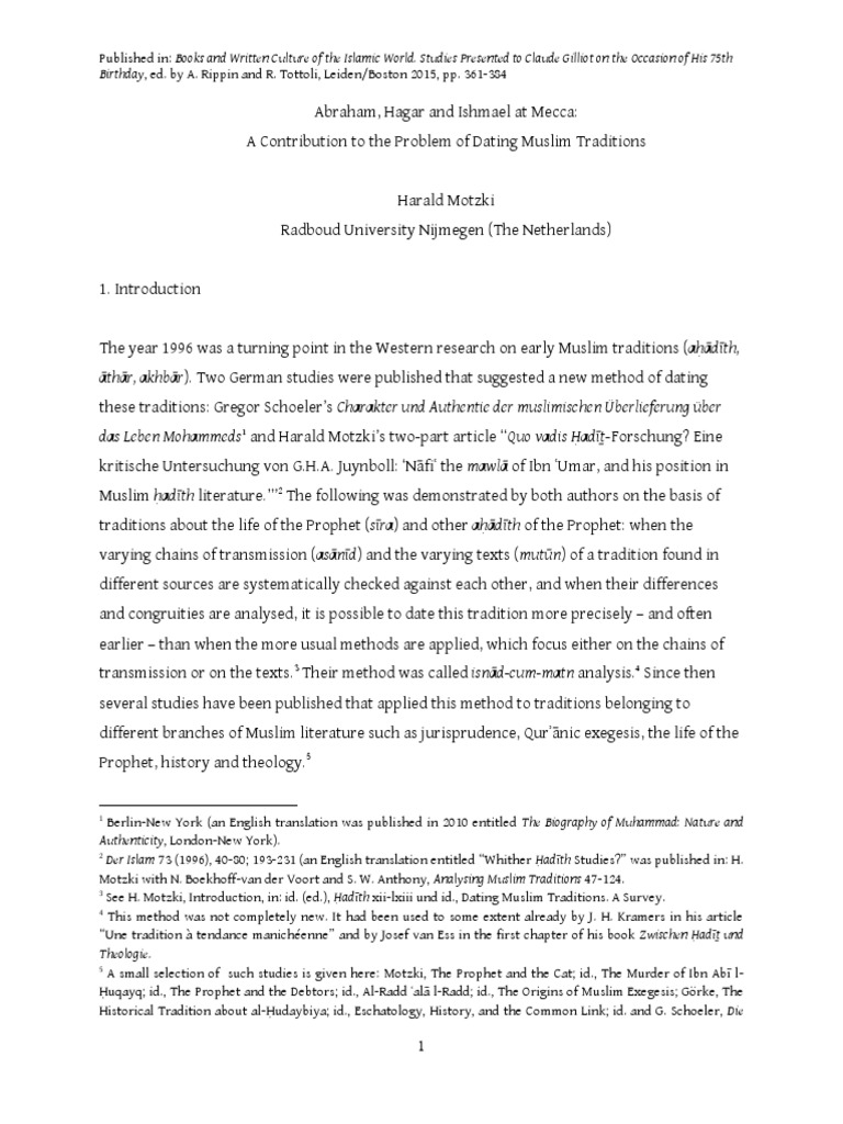 Early Islamic Narrative on Hagar, Ishmael, and Abraham in Mecca: An ...