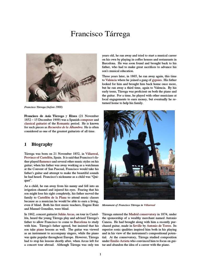 Francisco Tárrega | Classical Composers | Guitars