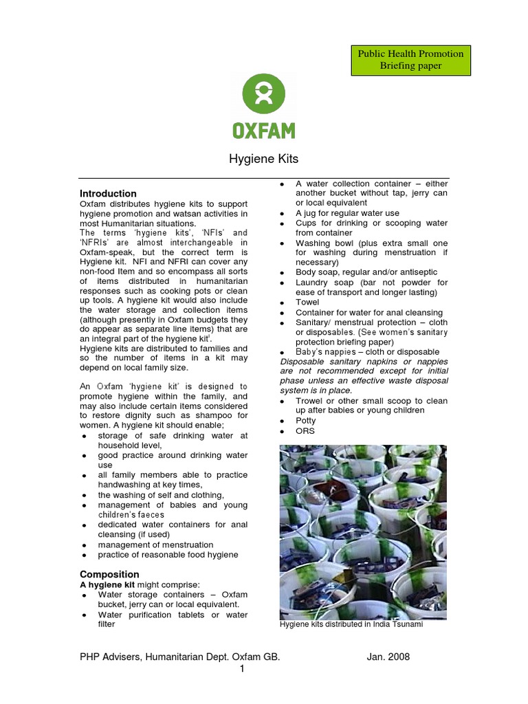 Hygiene Kits | PDF | Hygiene | Wellness