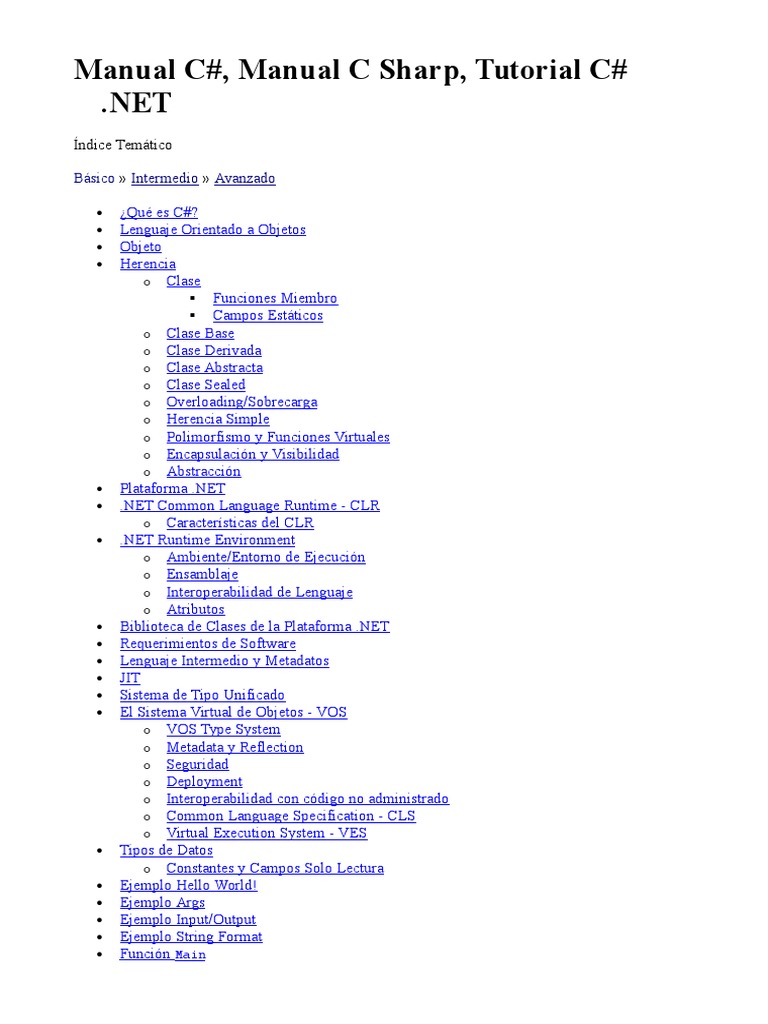 Manual C# | PDF | .NET Framework | Objeto (informática)