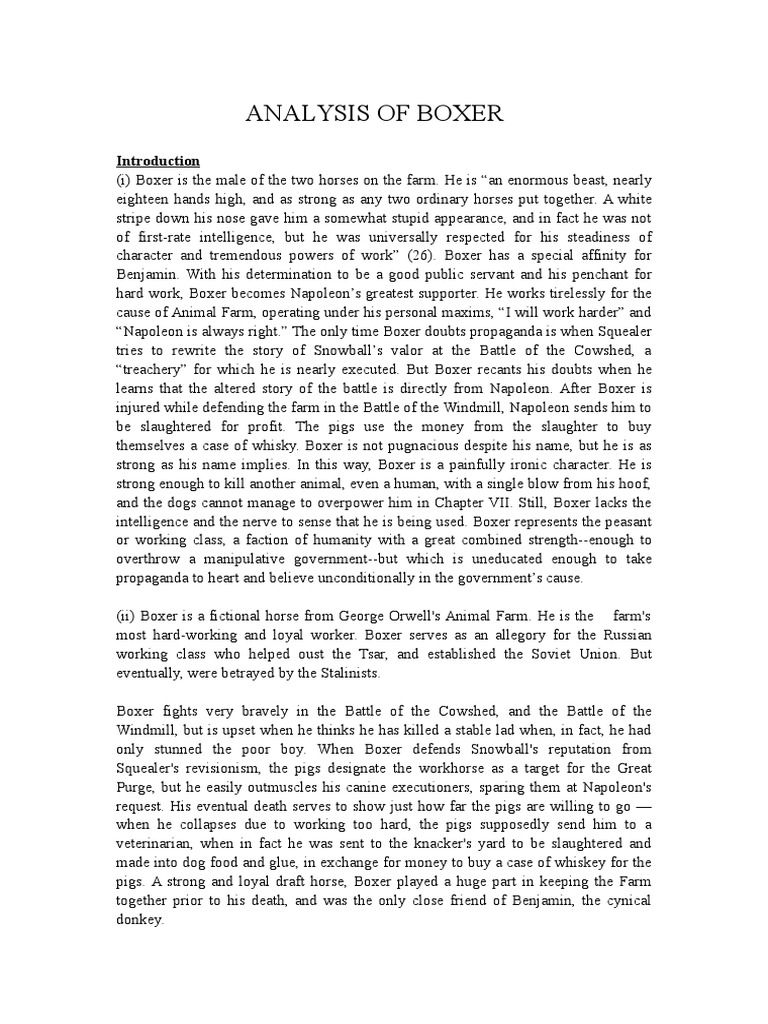 Analysis of Boxer (Animal Farm) | PDF