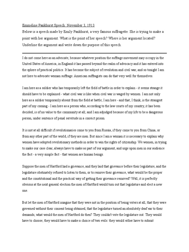 emmeline pankhurst speech acc 2 | Suffragette | Emmeline Pankhurst