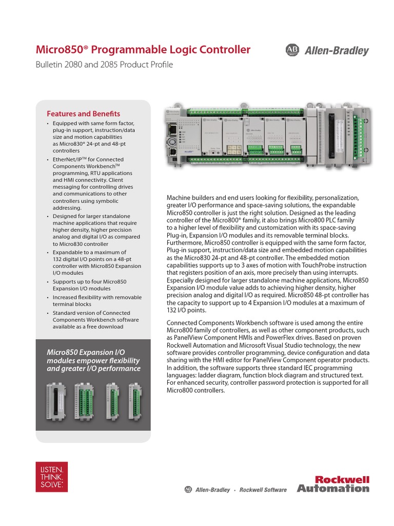 Micro850 Datasheet PDF | PDF | Programmable Logic Controller | Embedded ...