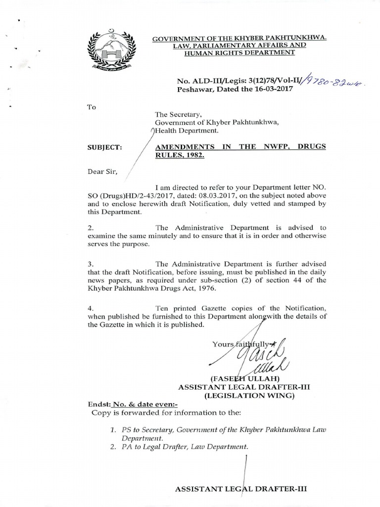 Amendments in The NWFP, Drugs Rules, 1982. | PDF | Solubility | Vaccines