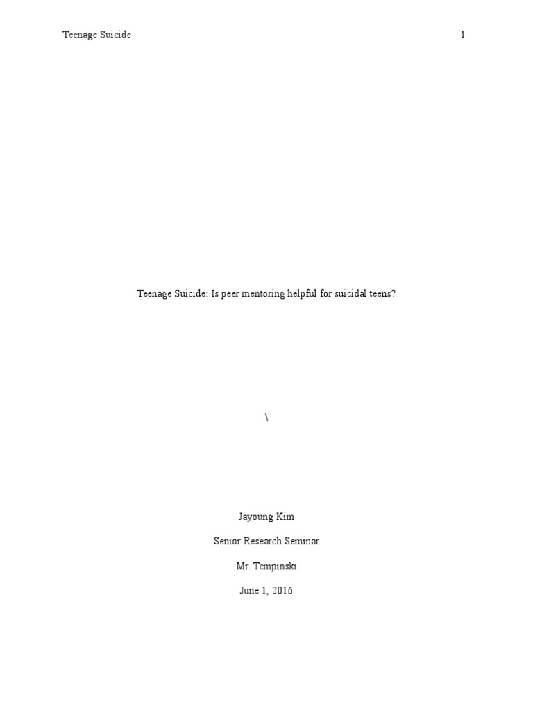Srs Final Research Paper | PDF | Adolescence | Suicide