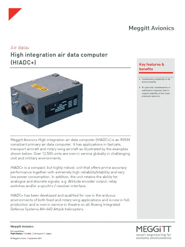 Meggitt Avionics Data Sheet HIADC | Aviation | Aircraft