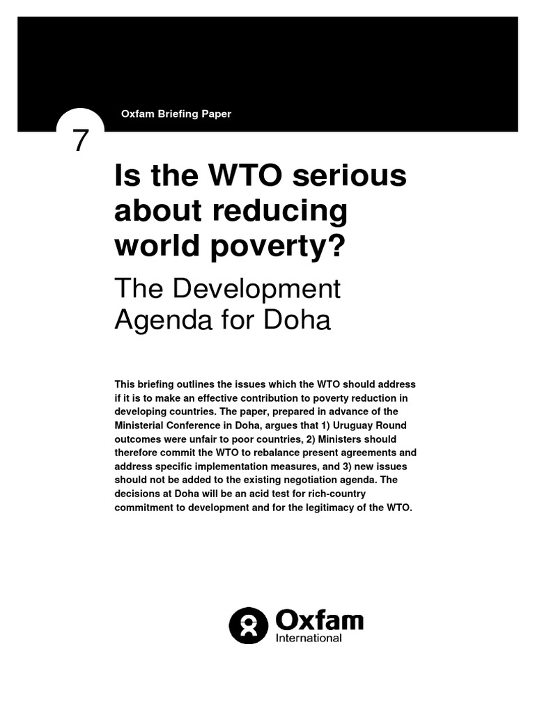 Is The WTO Serious About Reducing World Poverty? The Development Agenda ...
