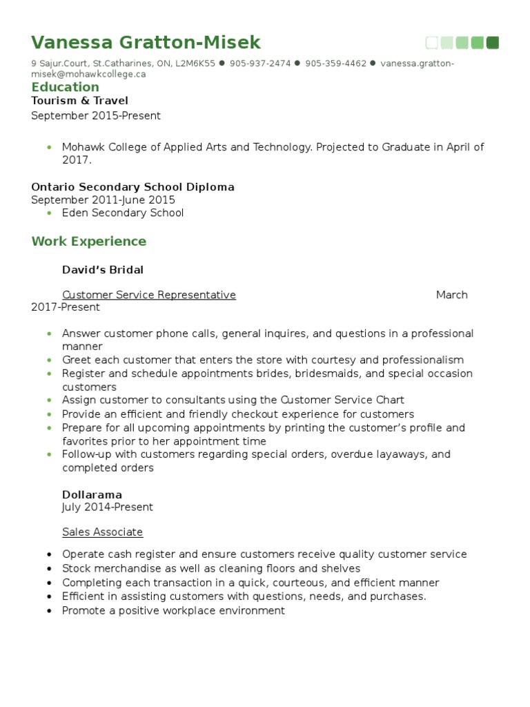 Vanessa Resume 1 1 | PDF | Point Of Sale | Service Industries