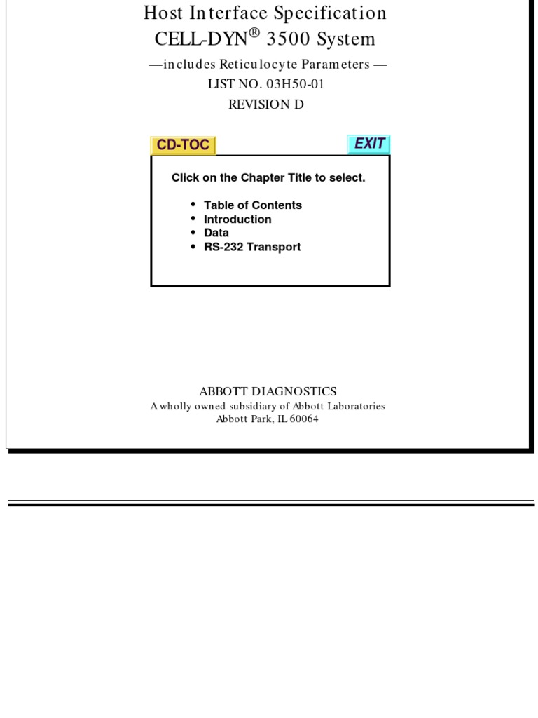 Host Interface Specification Cell-Dyn 3500 System: - Includes Reticulocyte Parameters | PDF