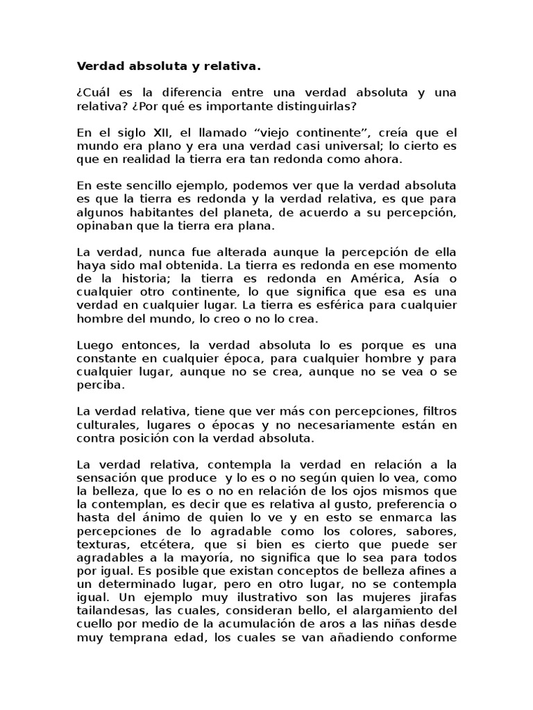 Verdad Absoluta y Relativa | PDF | Belleza | Verdad