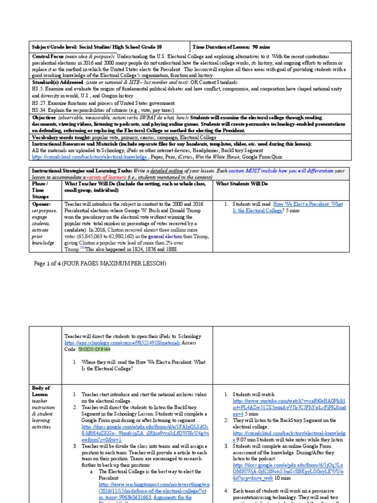 Understanding the U.S. Electoral College | PDF | Educational Assessment ...