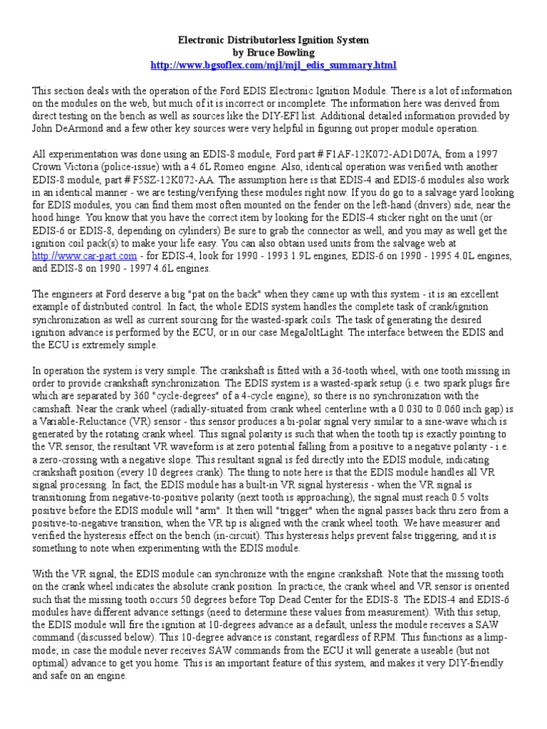 Ford EDIS Ignition | PDF | Ignition System | Distributor