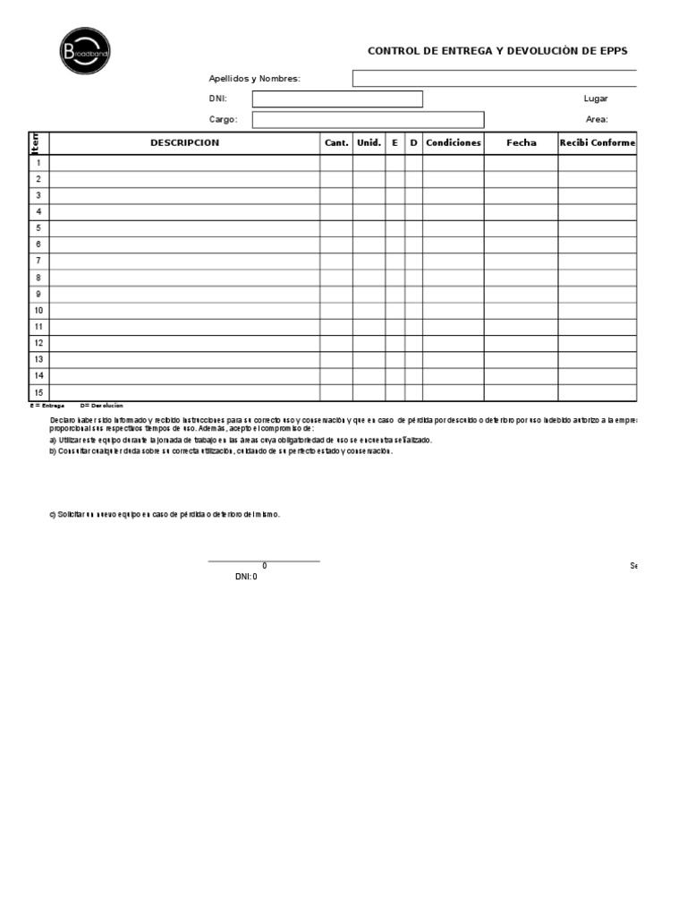 Entrega y Devolucion de EPPs | PDF
