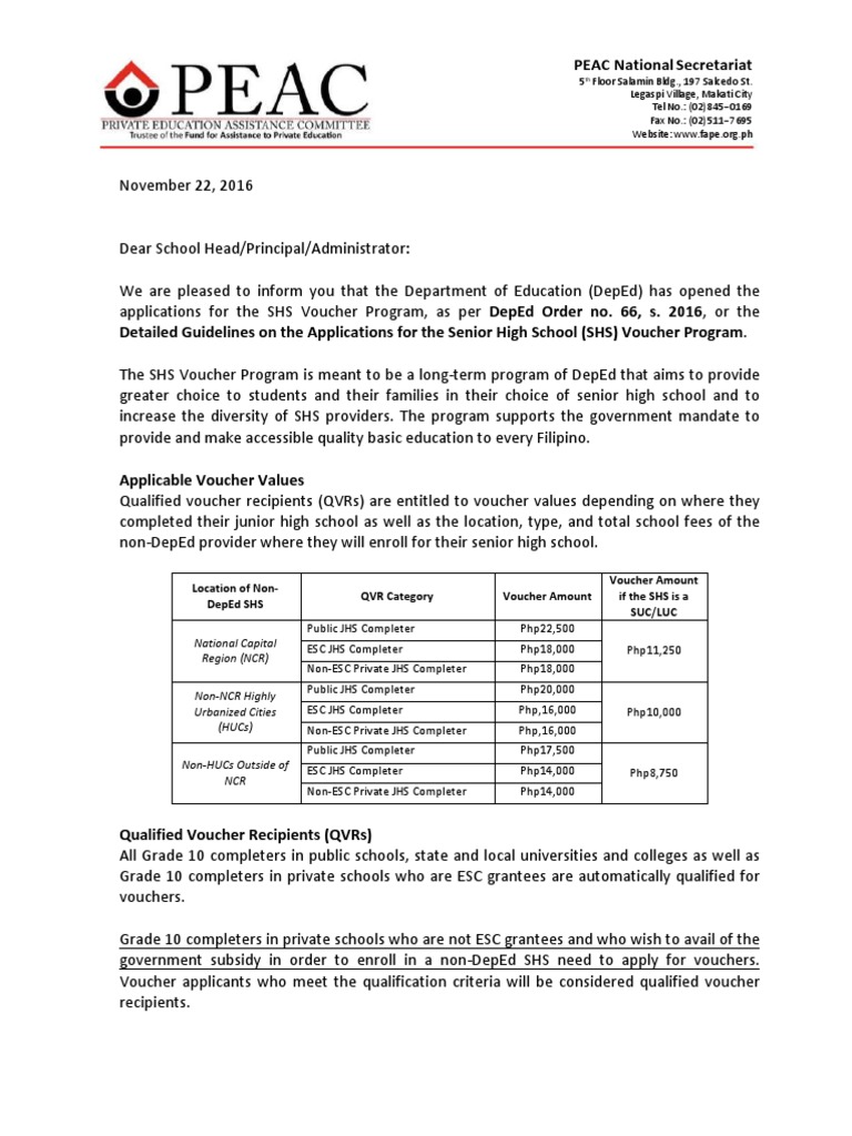 DepEd SHS Voucher Application Guide | PDF | Government | Schools