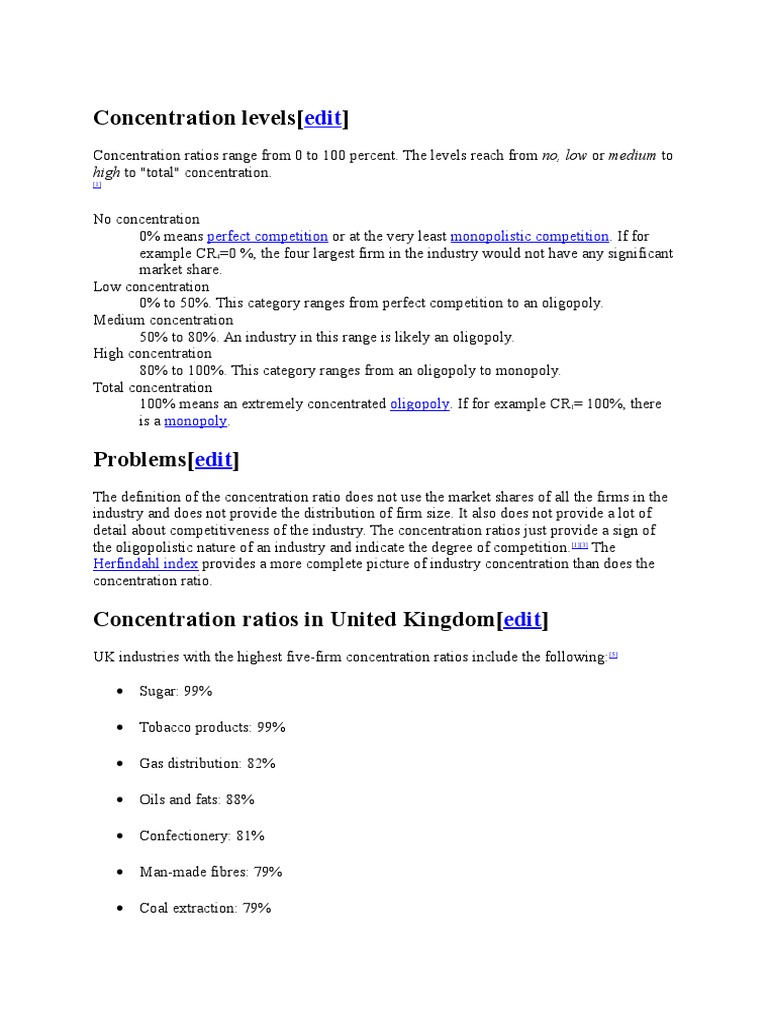 Concentration Levels : High To "Total" Concentration | PDF