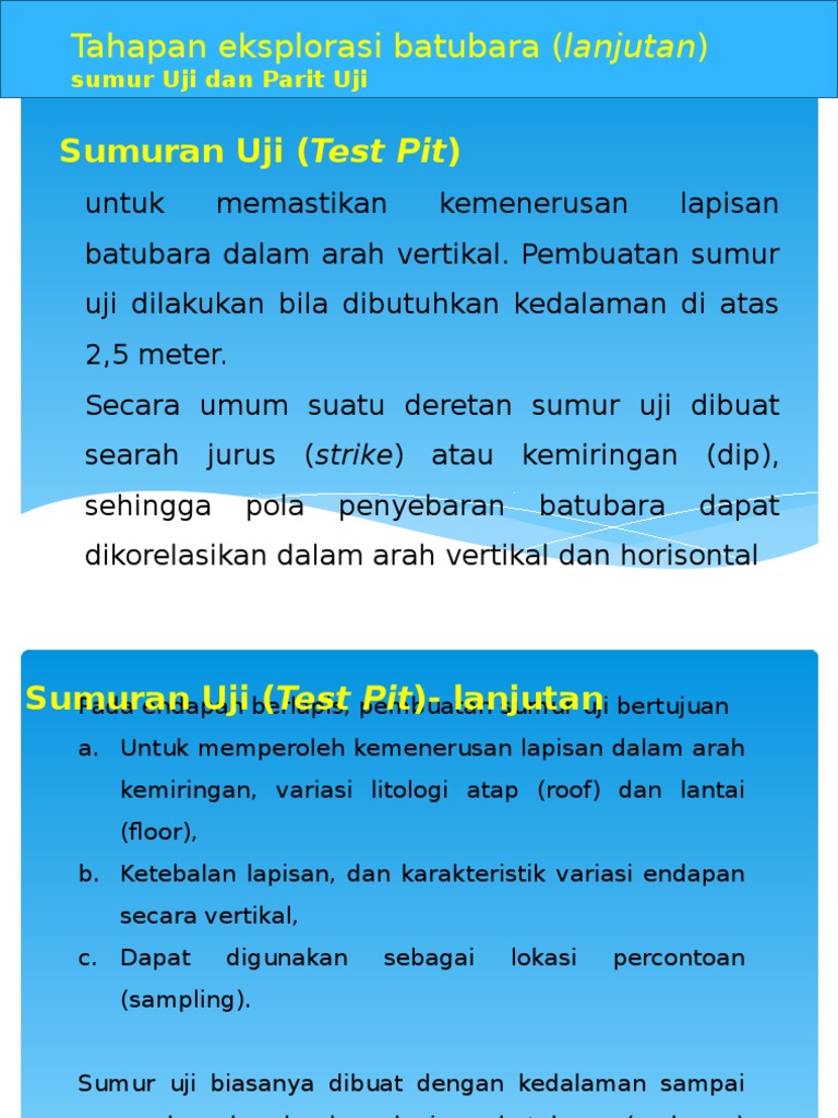 Proses Sumur dan Parit Uji Batubara | PDF | Ilmu Sosial | Sains ...