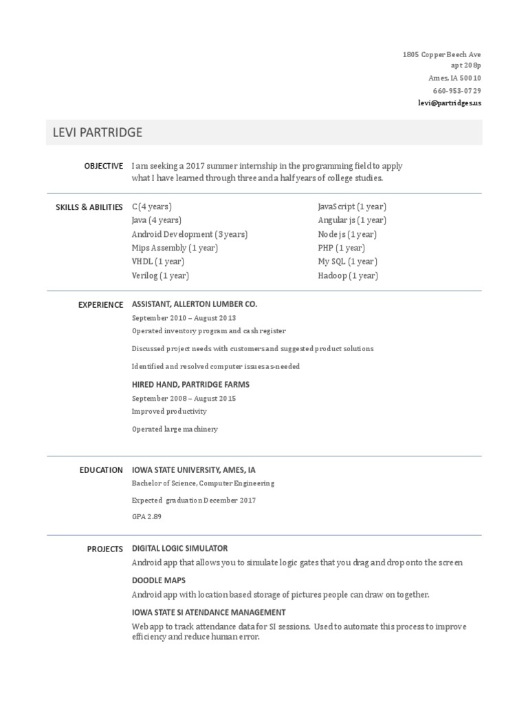 Levi Partridge Resume | PDF | Web Application | Software Engineering